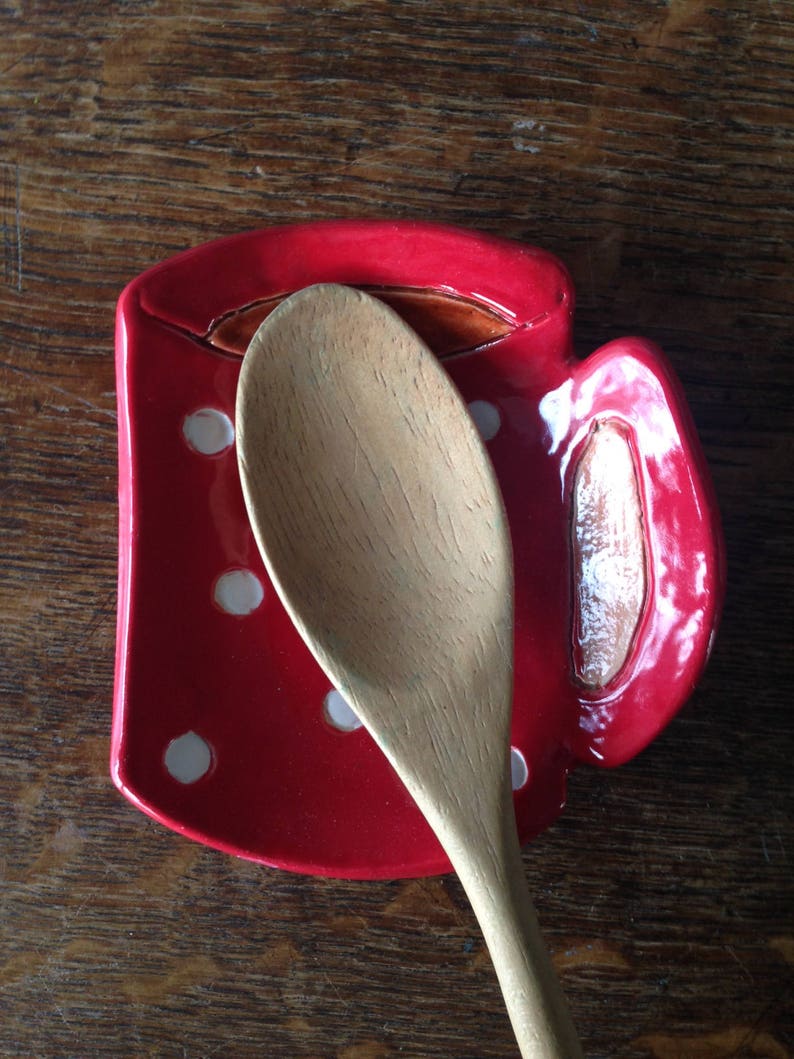 SPOON REST CERAMIC Red Coffee Mug Stoneware Clay Handmade - Etsy