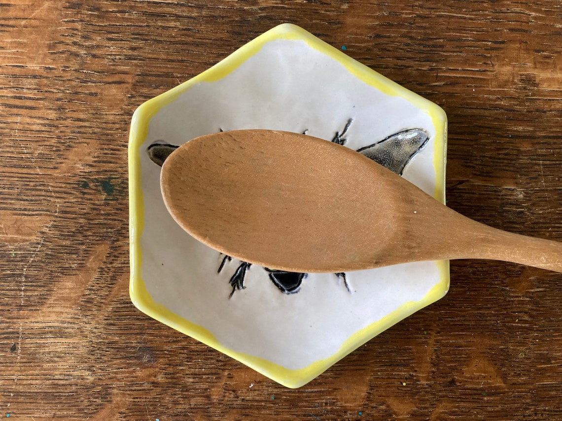 SPOON REST BEE Stoneware Clay Handmade | Etsy