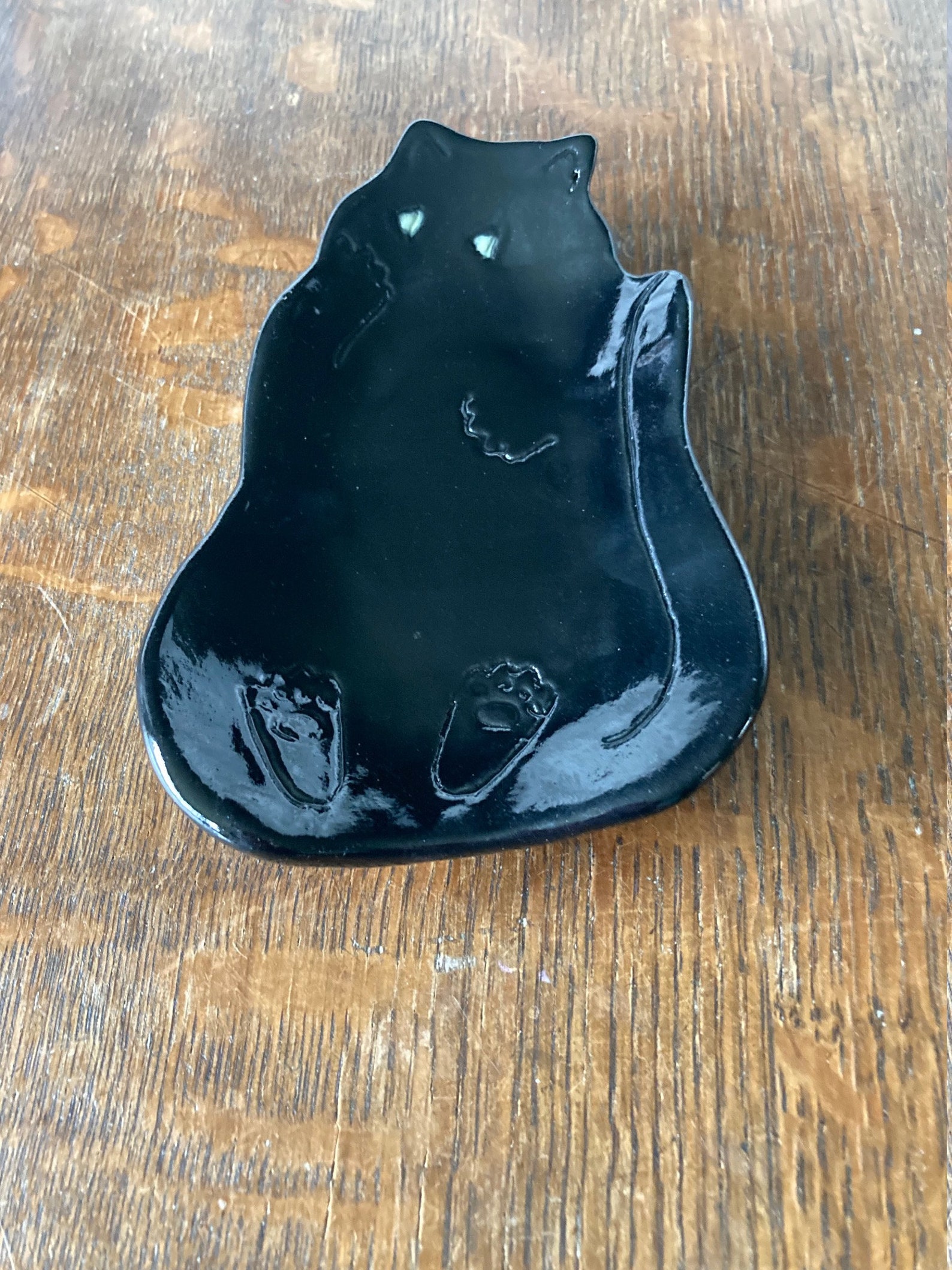 SPOON REST BLACK Cat Body Stoneware Hand Made - Etsy