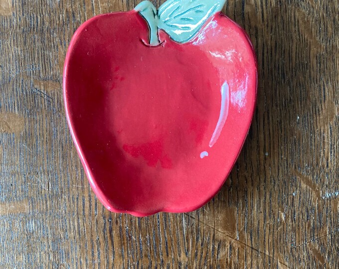 SPOON REST CERAMIC Red Juicy Apple Stoneware Clay Handmade - Etsy