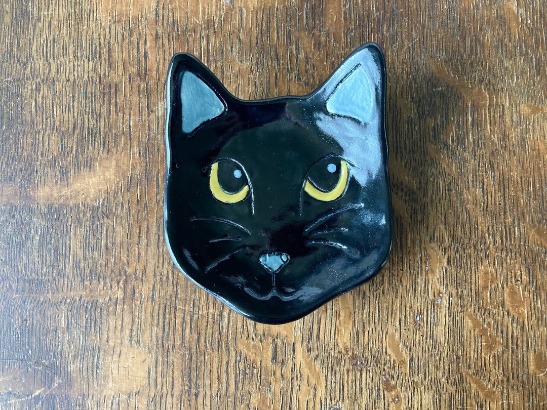 SPOON REST Black Cat With Gold Eyes Handmade Ceramic - Etsy