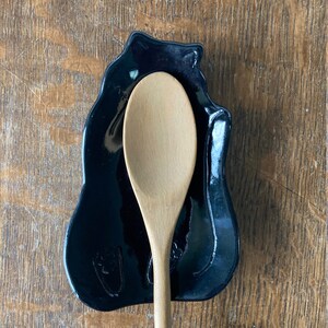 SPOON REST BLACK Cat Body Stoneware Hand Made - Etsy