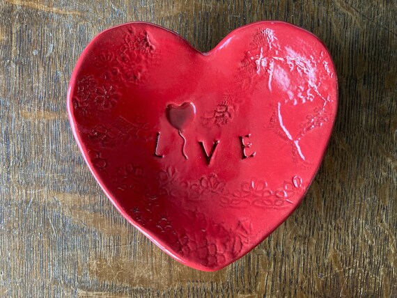 Red LOVE SPOON REST Multi Use Stoneware Valentine's | Etsy