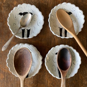 SPOON REST Regular Size Woolly SHEEP Stoneware Clay Handmade - Etsy