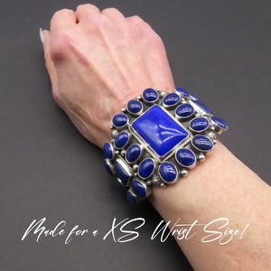 Navajo Artisan-tyler BROWN-3 Panel-lapis Cluster 2" Width Sterling Cuff ...