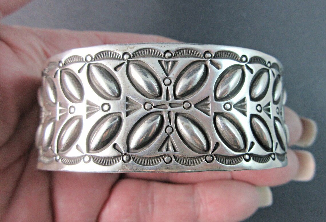 Navajo HERMAN Smith-heavy Gauge-precise Repousse 925 Cuff-fits 6-3/4 ...