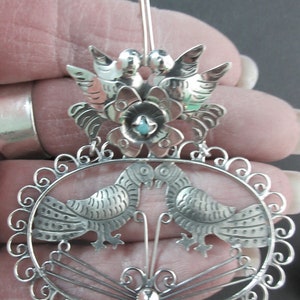 Taxco Made by "maria Belen"-kissing Love Birds- Sterling Filigree Wide ...