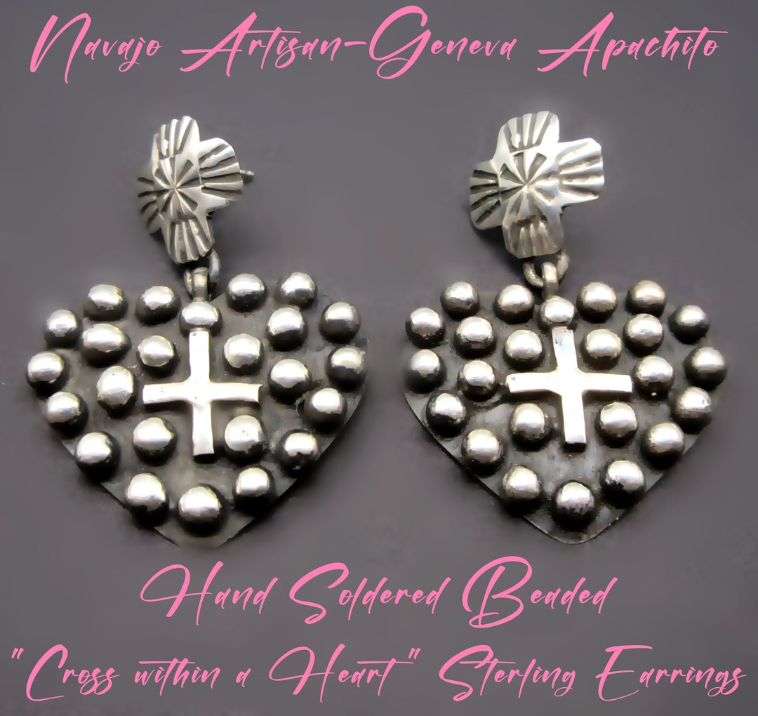 Navajo Artisan-geneva Apachito-"cross Within a Heart" Design/hand ...