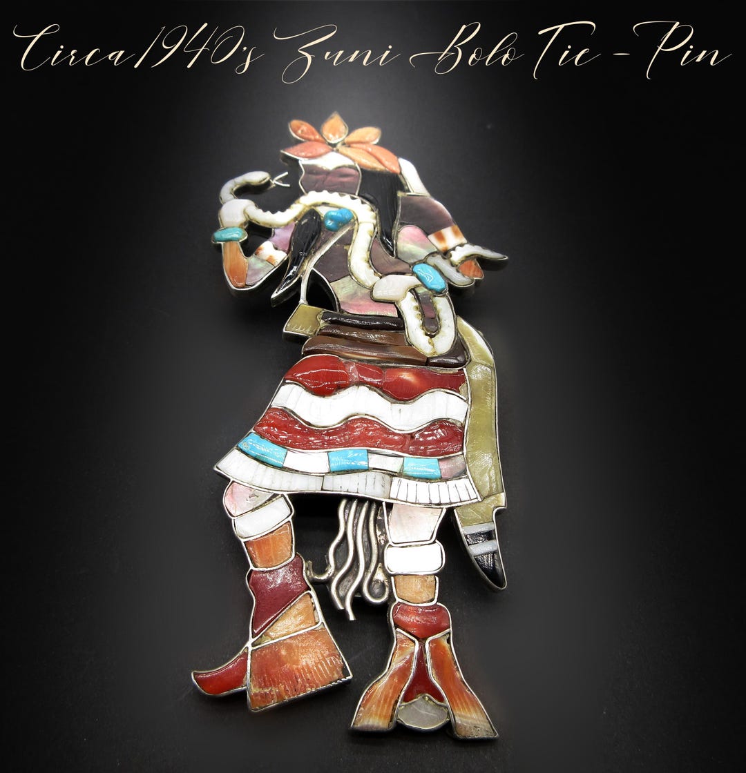 Circa 1940's Exquisite Zuni Mosaic Inlay Work! -picturesque "snake ...