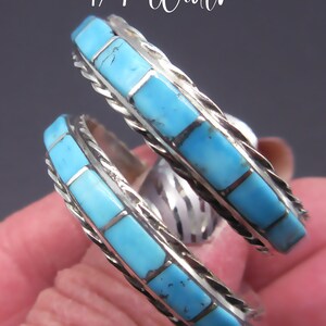 Navajo Made by MELVIN CHEE Hand Cut & Shaped Kingman Turquoise-channel ...