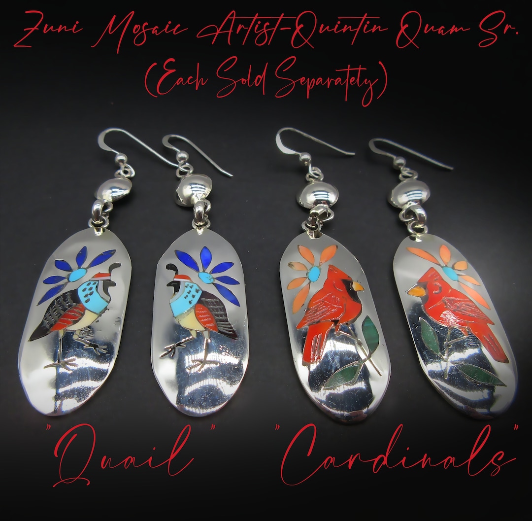 Master Zuni Puebloan Artist-quintin QUAM Sr.-intricately Flush Mosaic ...