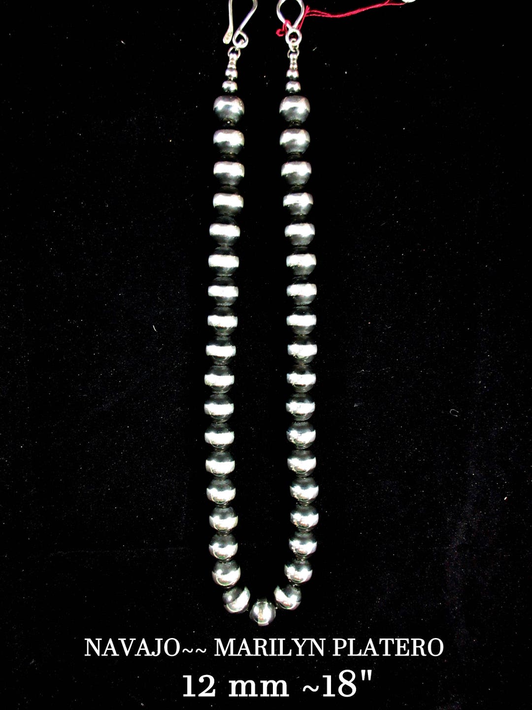 Navajo "marilyn Platero" Chunky 12 Mm~ 19" Long Oxidized Sterling Bead Contemporary Necklace - Etsy