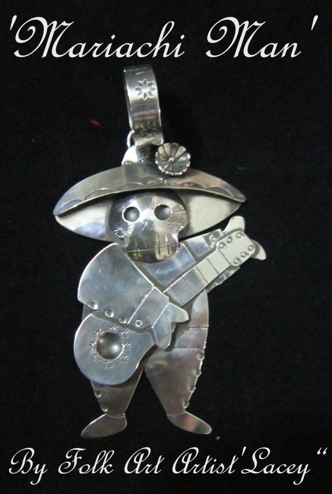Large Dia De Los Muertos mariachi Man 925 Pendant - Etsy