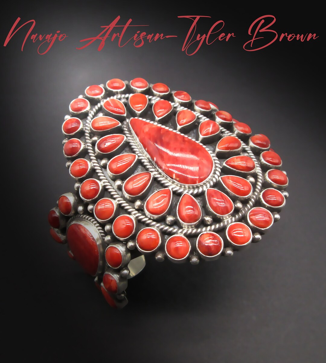 Navajo Artisan-tyler BROWN-3 Panel Cluster-rusty Color Red Spiny Oyster ...