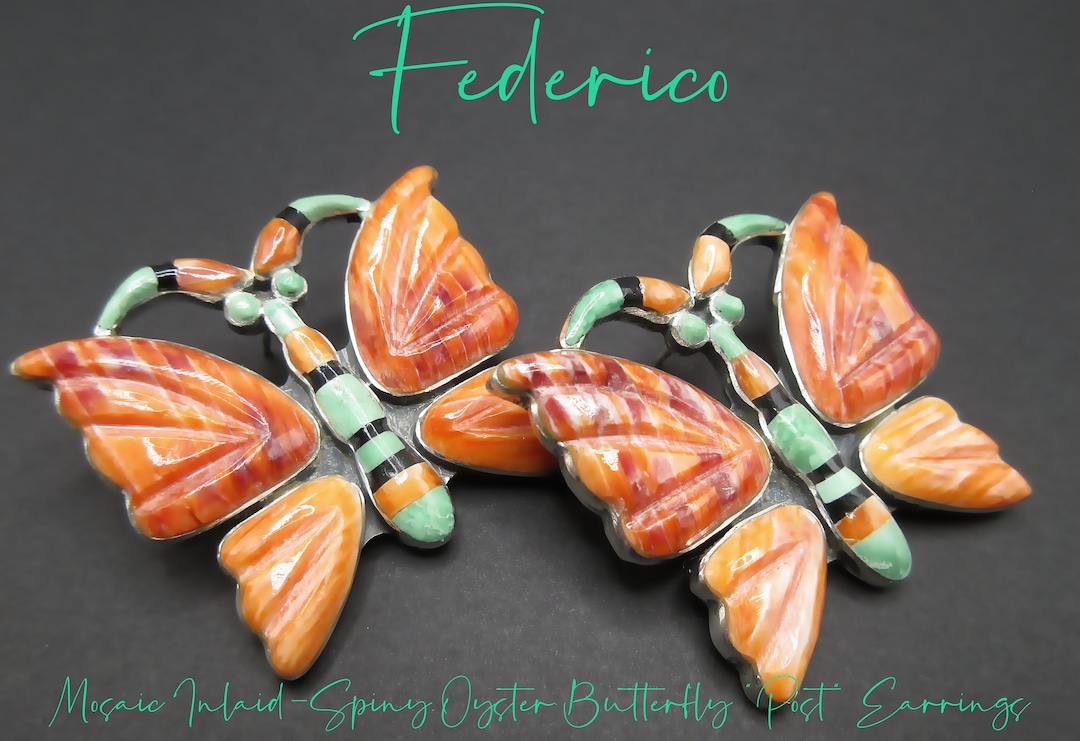Federico Jimenez-hand Carved Spiny Oyster Shell-mosaic Inlaid Butterfly ...