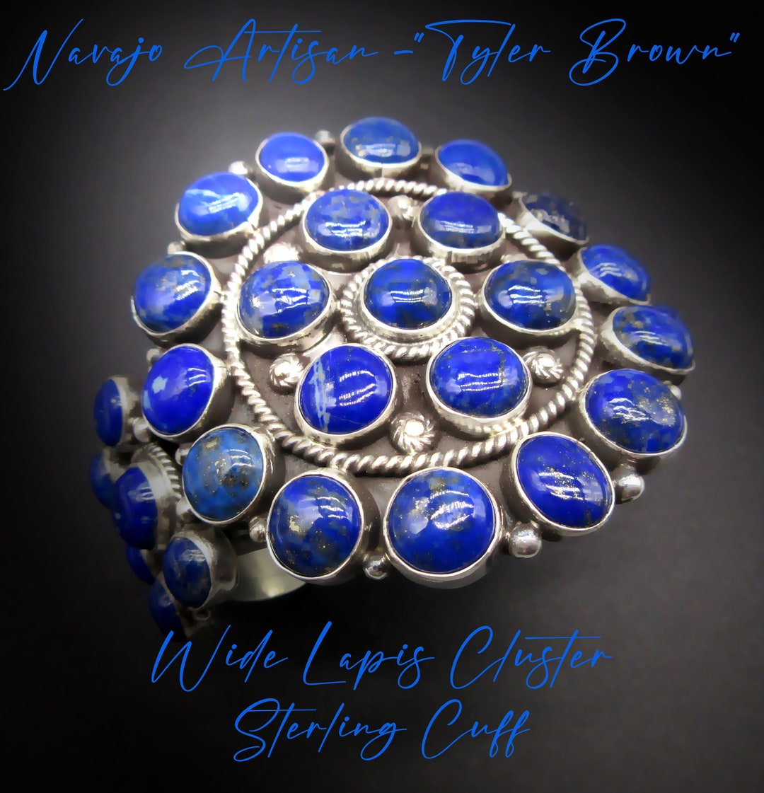 Navajo Artisan-tyler BROWN-3 Panel-chunky 10 Mm Round Lapis Cluster ...