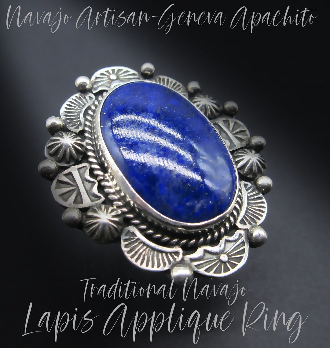 Navajo Artisan-geneva Apachito-traditionally Made Lapis Ring ...