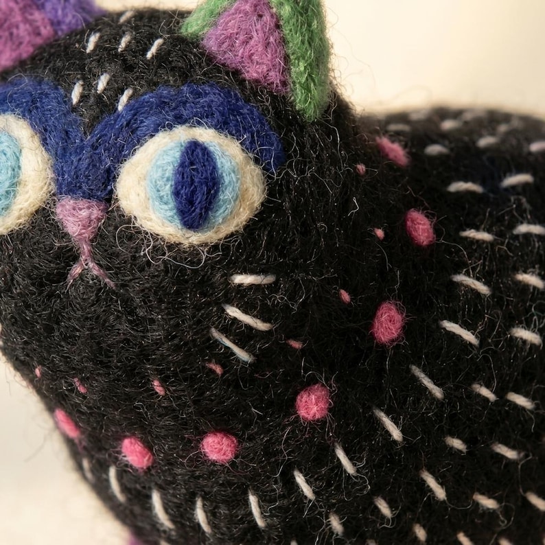Beginner Needle Felting Kit: Black Cat DIY Craft Set, Wool Animal Hobby ...