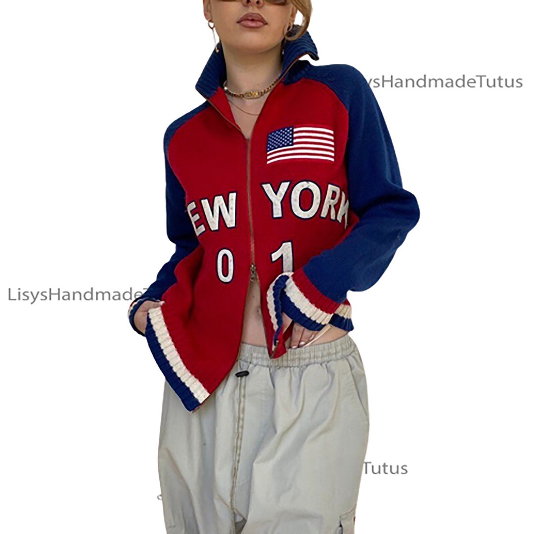 New York Hooded Zip up Cardigan High Collar Streetwear - Etsy