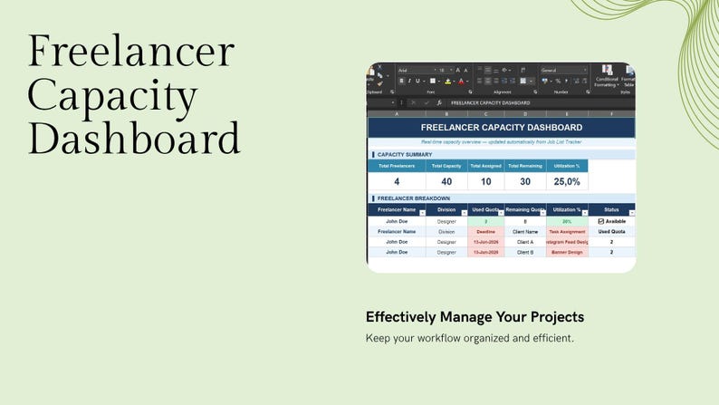 Freelancer Job Tracker Excel Template | Client & Deadline Tracker ...