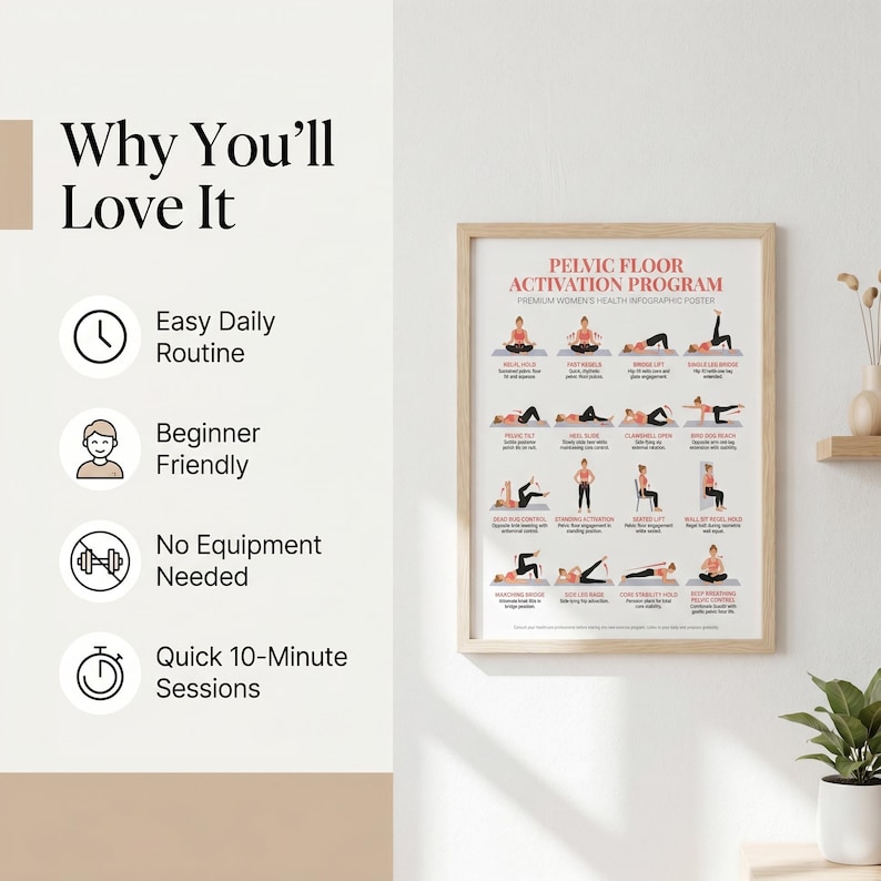 Pelvic Floor Workout for Women Printable | Kegel Exercise Guide PDF ...