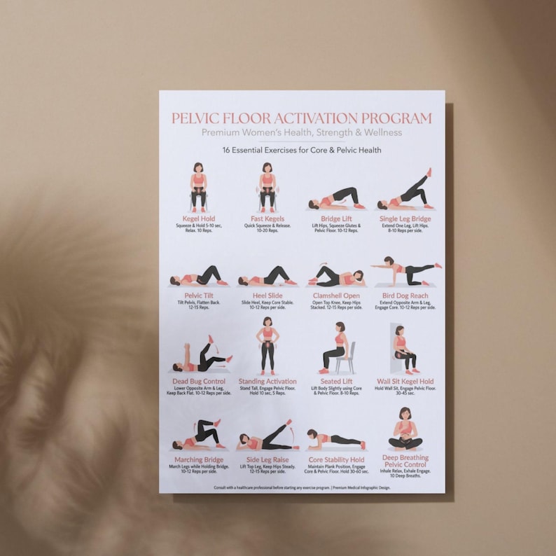 Pelvic Floor Workout for Women Printable | Kegel Exercise Guide PDF ...