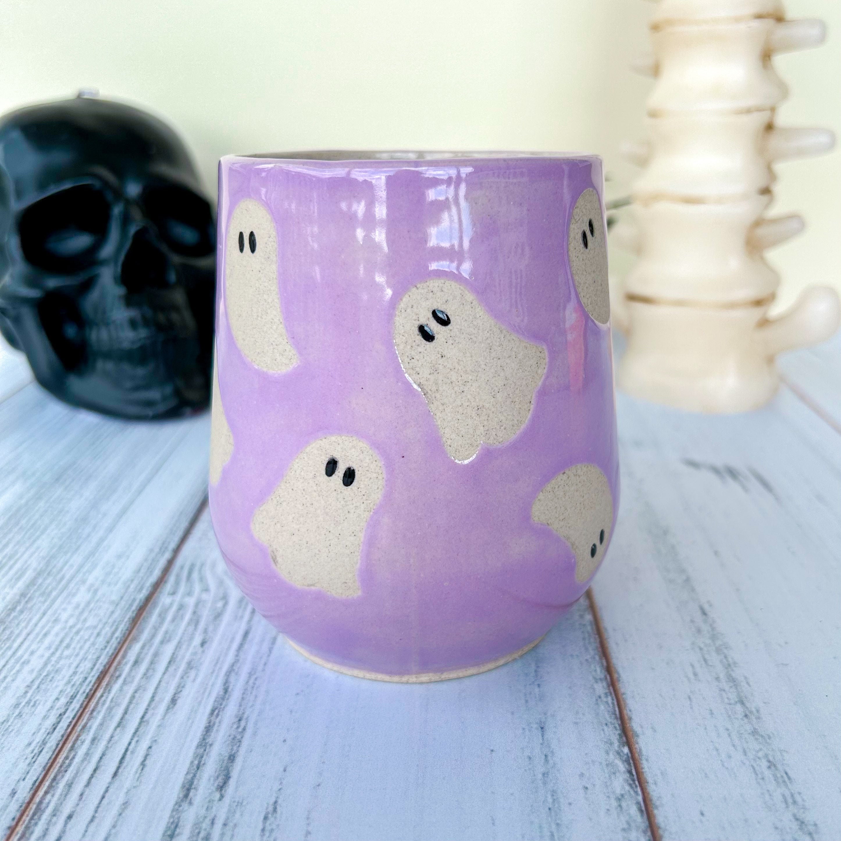 Purple Ghost Ceramic Mug - Etsy