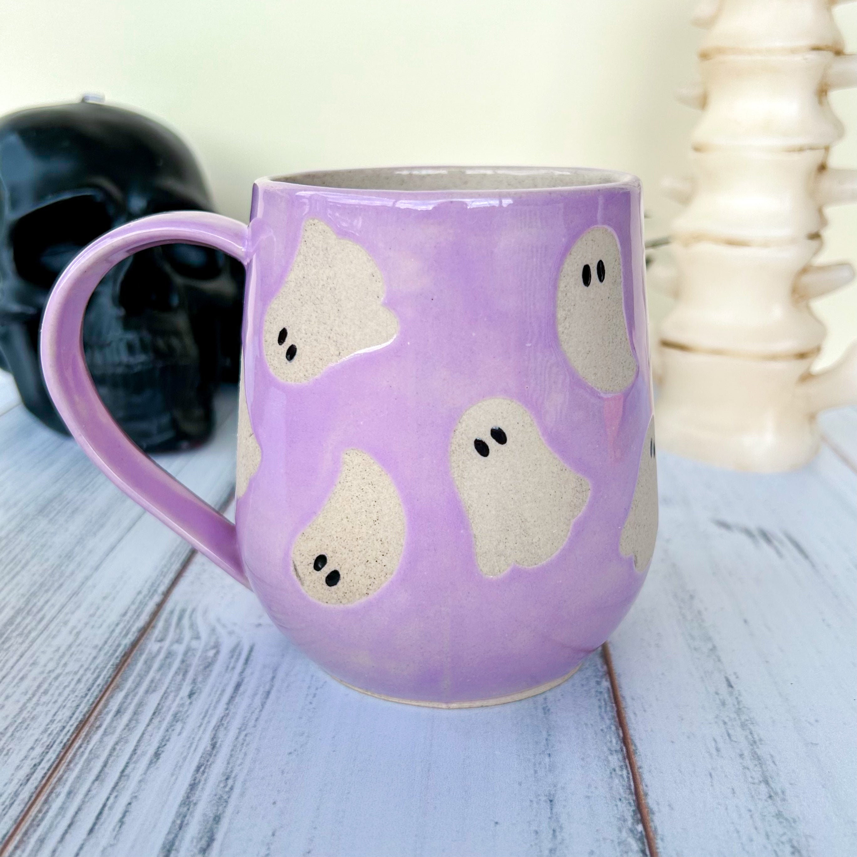 Purple Ghost Ceramic Mug - Etsy