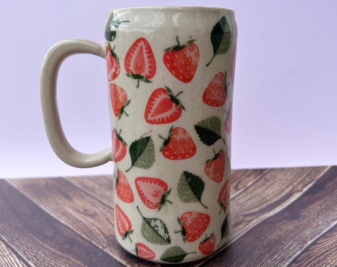 Strawberry Tumbler Ceramic Mug, Ceramic Mug Handmade, Gardener Gift ...