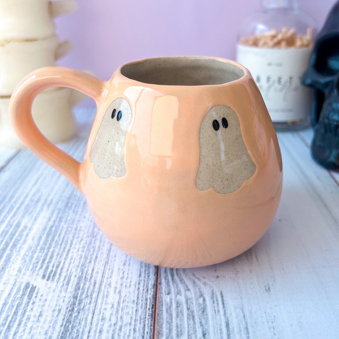 Peach Ghost 12 Ounce Ceramic Mug, Autumn Gift for Her, Retro Fall Mug ...