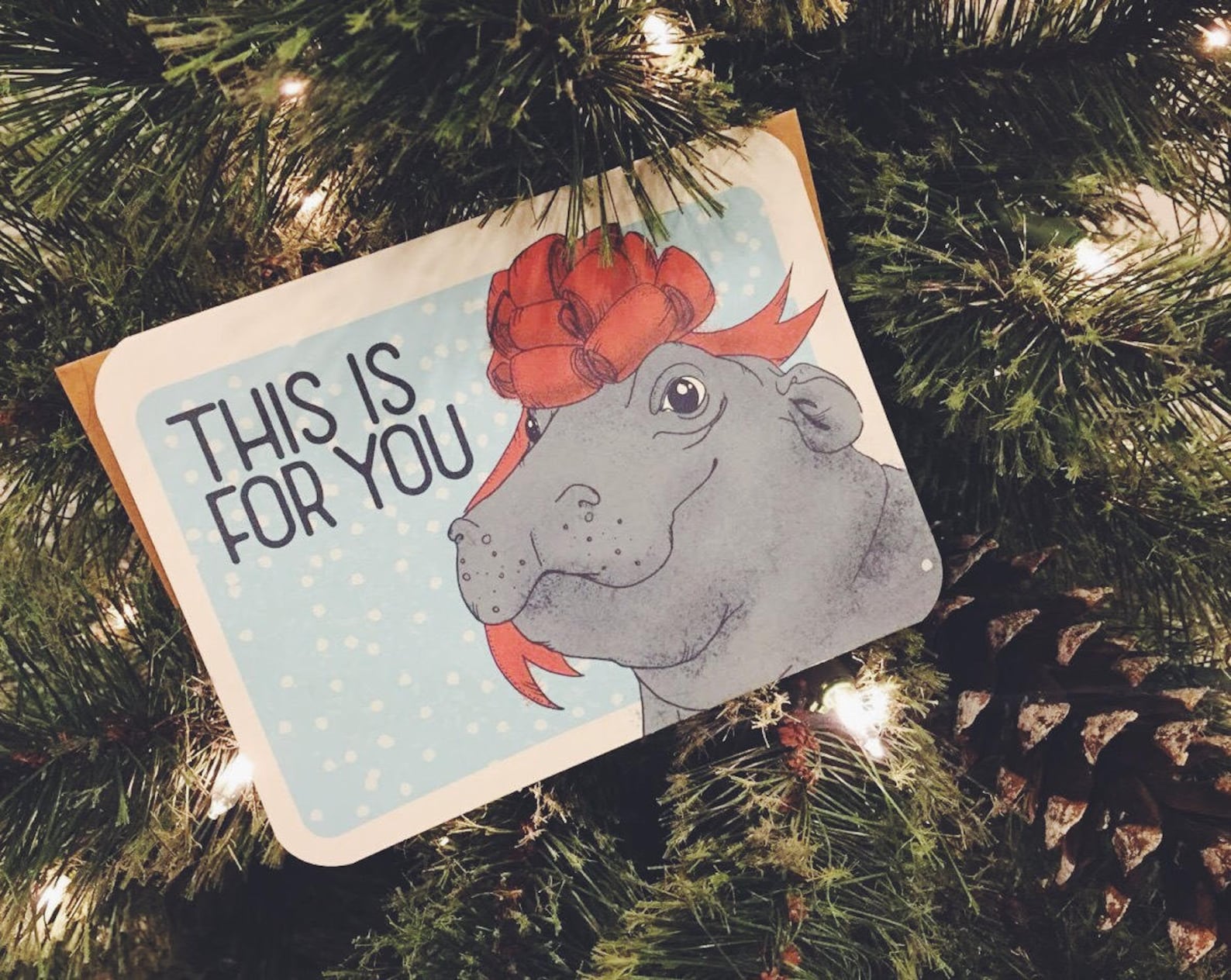 Hippopotamus for Christmas Hippo Holiday Card for Hippo - Etsy