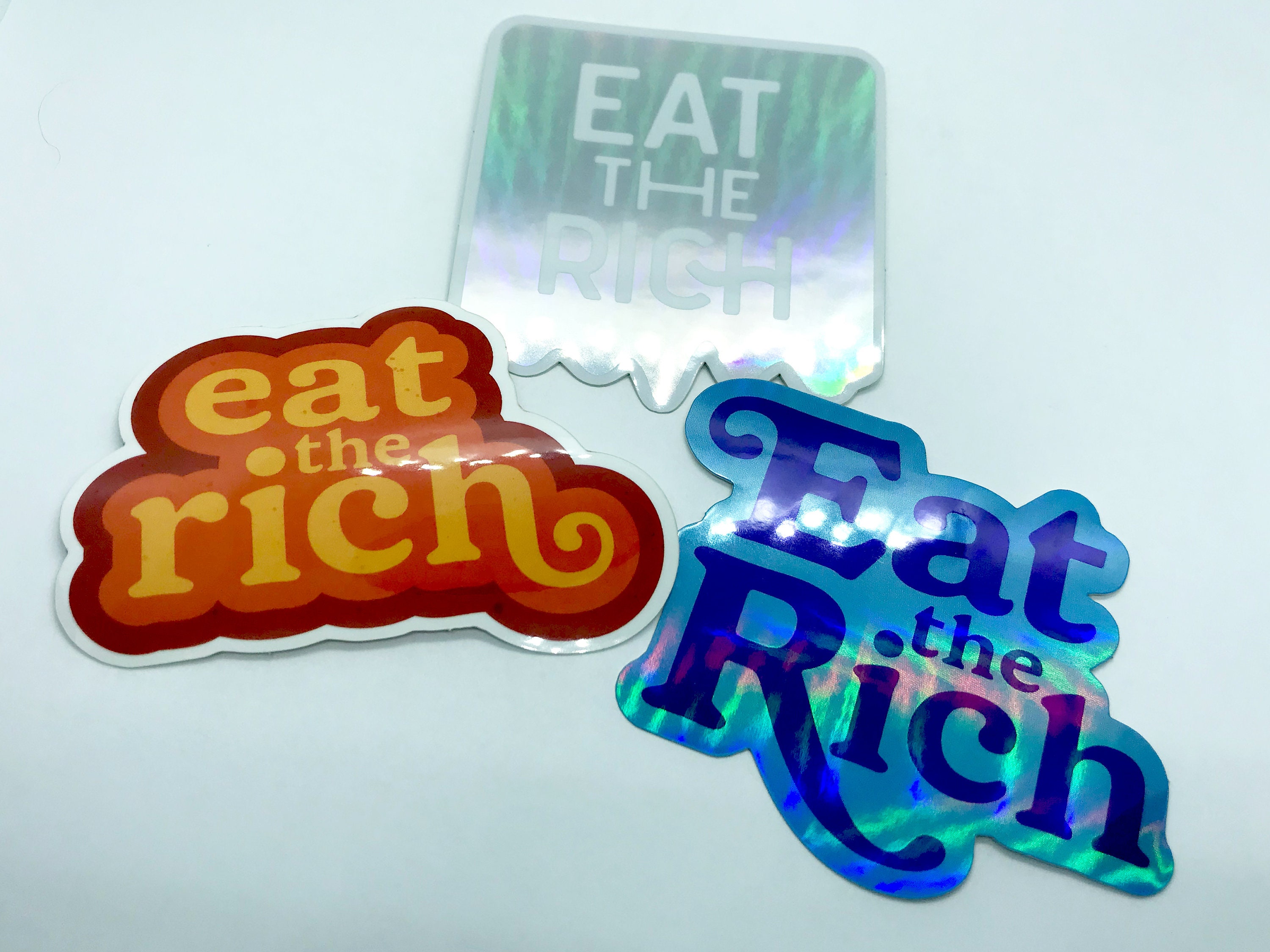 Holographic White Eat the Rich Sticker Socialist gift | Etsy