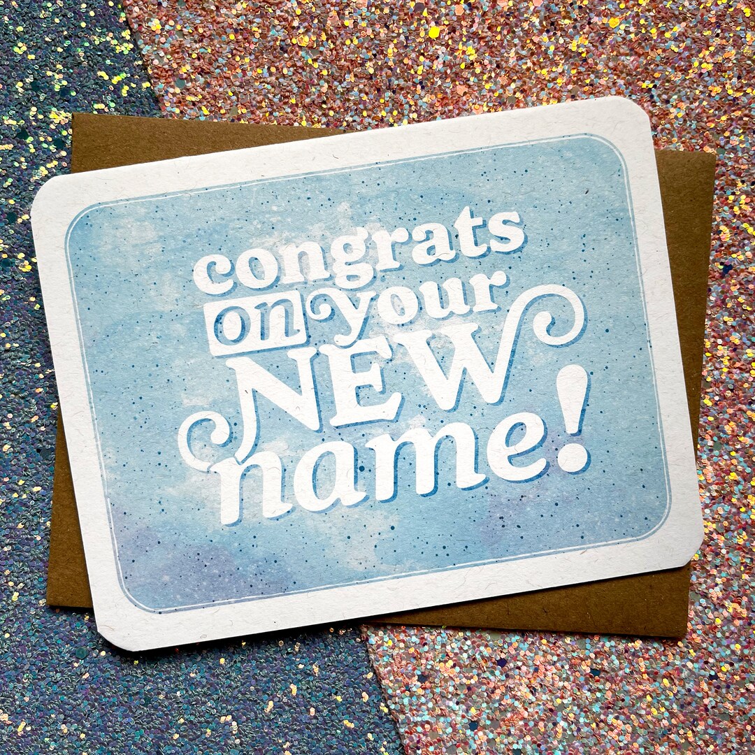 Congrats on Your New Name - Trans Name Change Card - Etsy