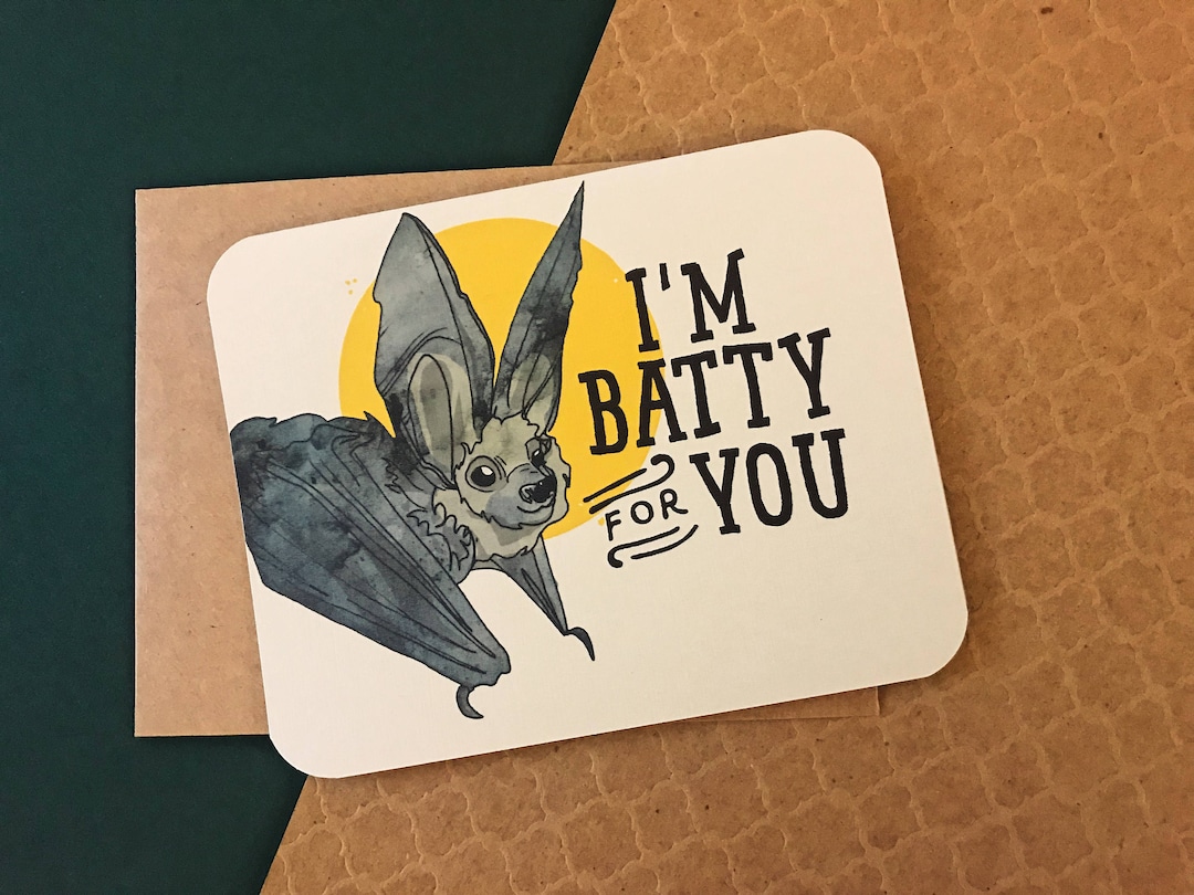 I'm Batty for You Valentine, Punny Card, Anniversary Card, Witch Card ...