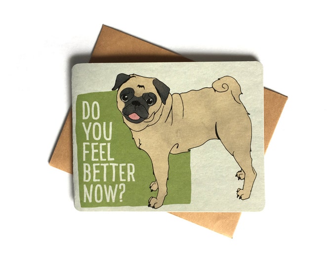 Funny Feel Better Soon Card Pug Cheer up Card Get Well - Etsy