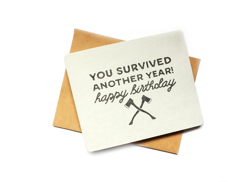 You Survived Happy Birthday Card for Him Lumberjack | Etsy