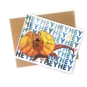 Hey Card | Hello Card Frilled Lizard | Blank Card Just Because ...