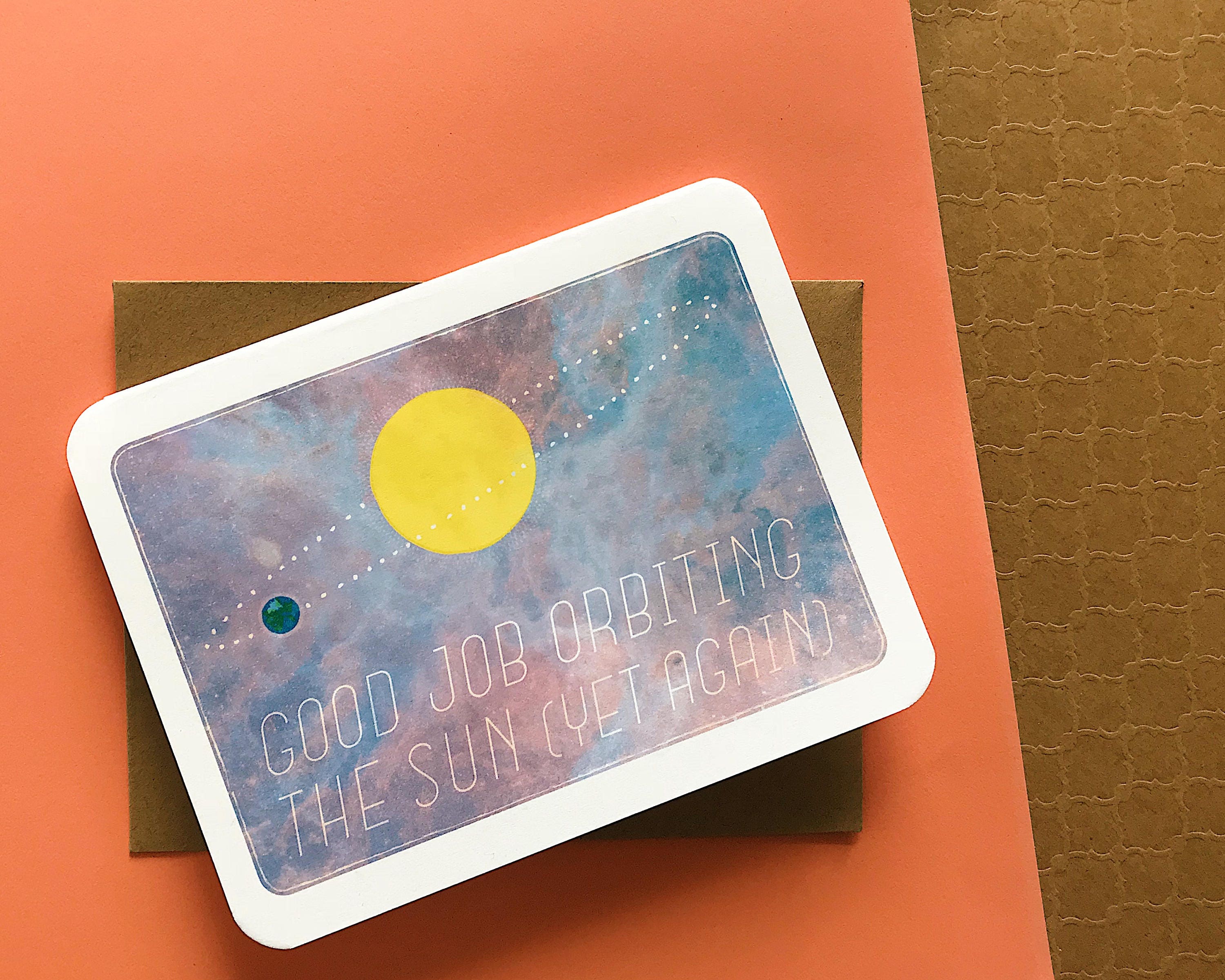 Orbit the Sun Birthday Card: Galaxy Geek Space Nerd - Etsy