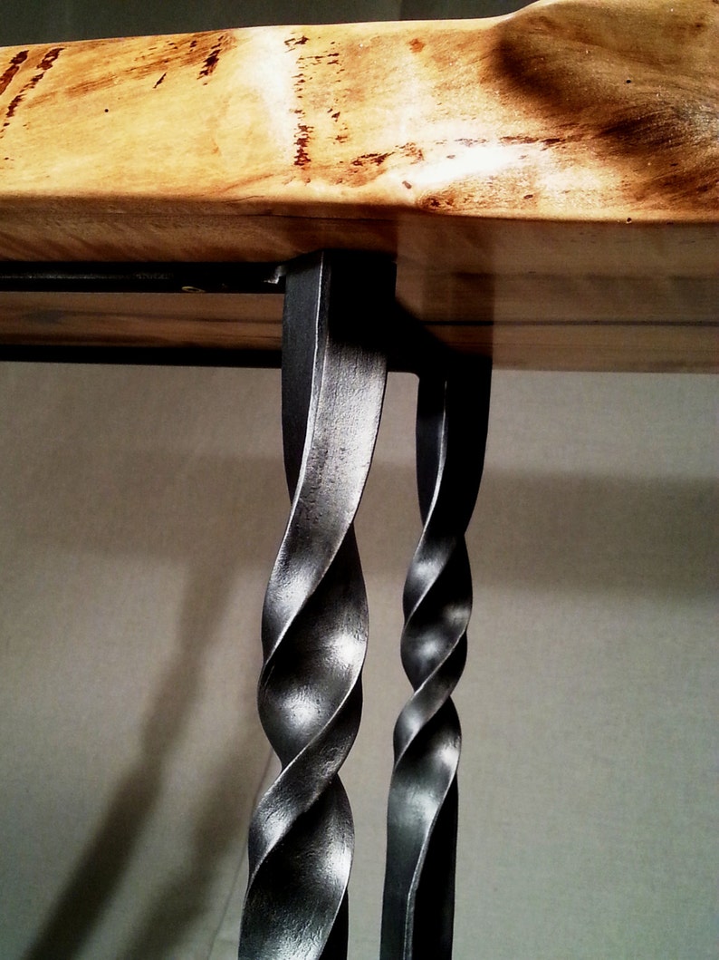 Wood and Hand Forged Steel Hall Table - Etsy