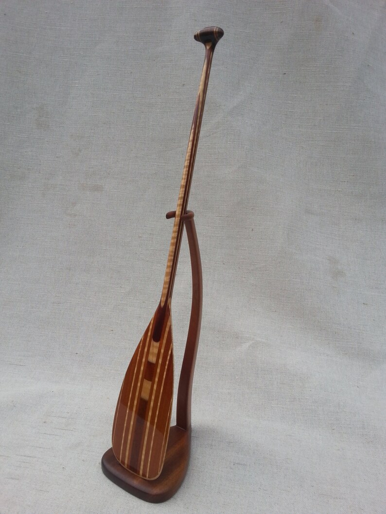 1/3rd Scale Model Wooden Canoe Paddle With Display Stand, 5 Degree, S ...