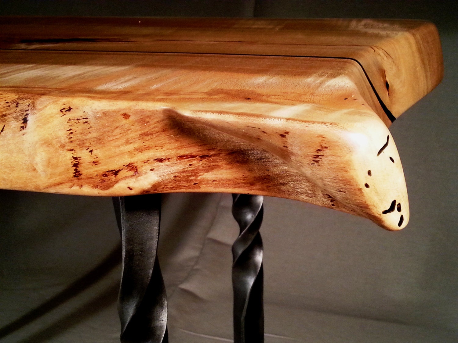 Wood and Hand Forged Steel Hall Table - Etsy