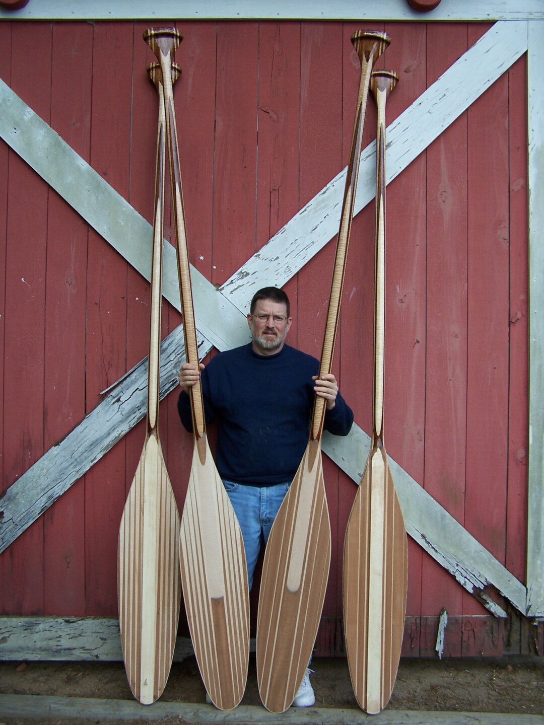Wooden Canoe Paddles, 1.75 Scale, 9' Long, Collection of 4 to Be ...