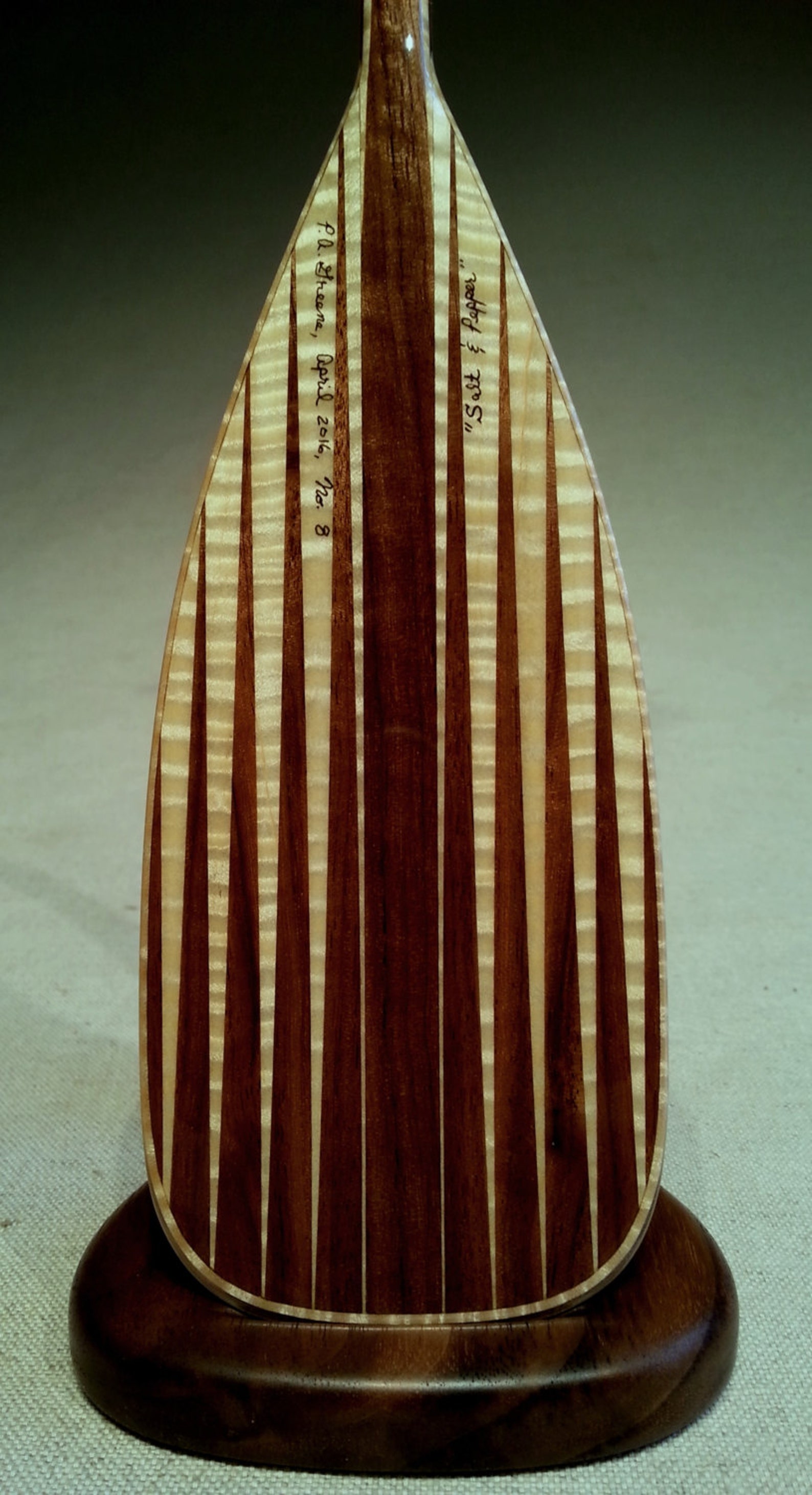 1/3rd Scale Wooden Canoe Paddle, "salt & Pepper" Design, Curly Maple ...