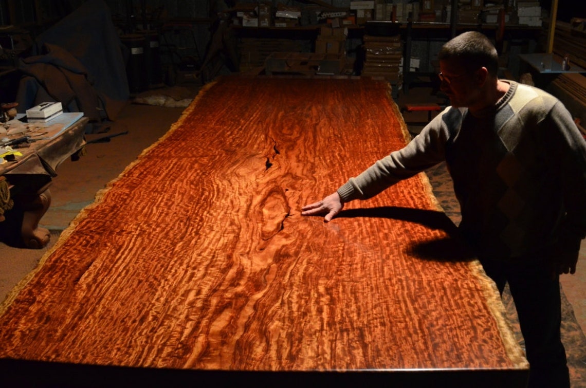 Bubinga Slab Table, 16' 8" Long, X 62" Wide With Live Edges, 3" Thick ...