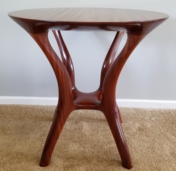 Sculpted Wooden Table Solid Sapele 30 Diameter X 29.5 Tall Functional Art Piece End Table or Occasional Table With High grade Finish Etsy