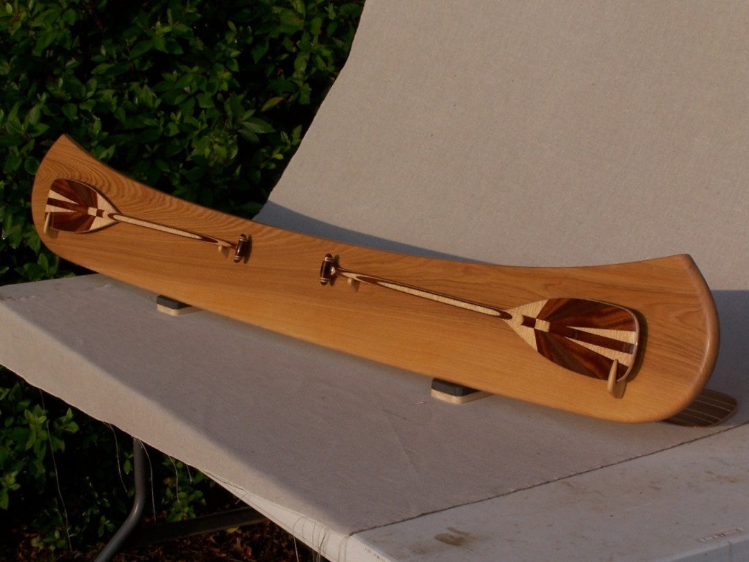 Wooden Canoe Paddle Display Holder, Displays Two 1/2 Scale Paddles ...