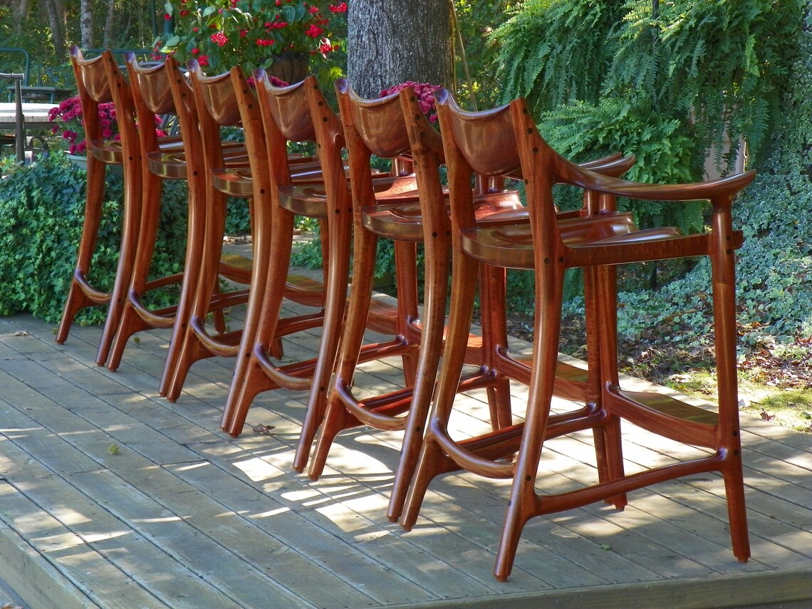 Bar Stool, Sapele, Basic Maloof Low Back Chair Design With Many ...