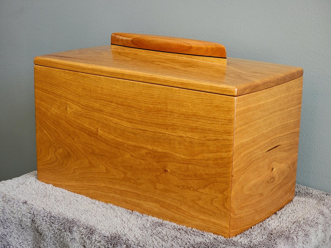 Wooden Keepsake Box, Cherry, Lightly Figured, Canoe Themed, 2 Removable ...