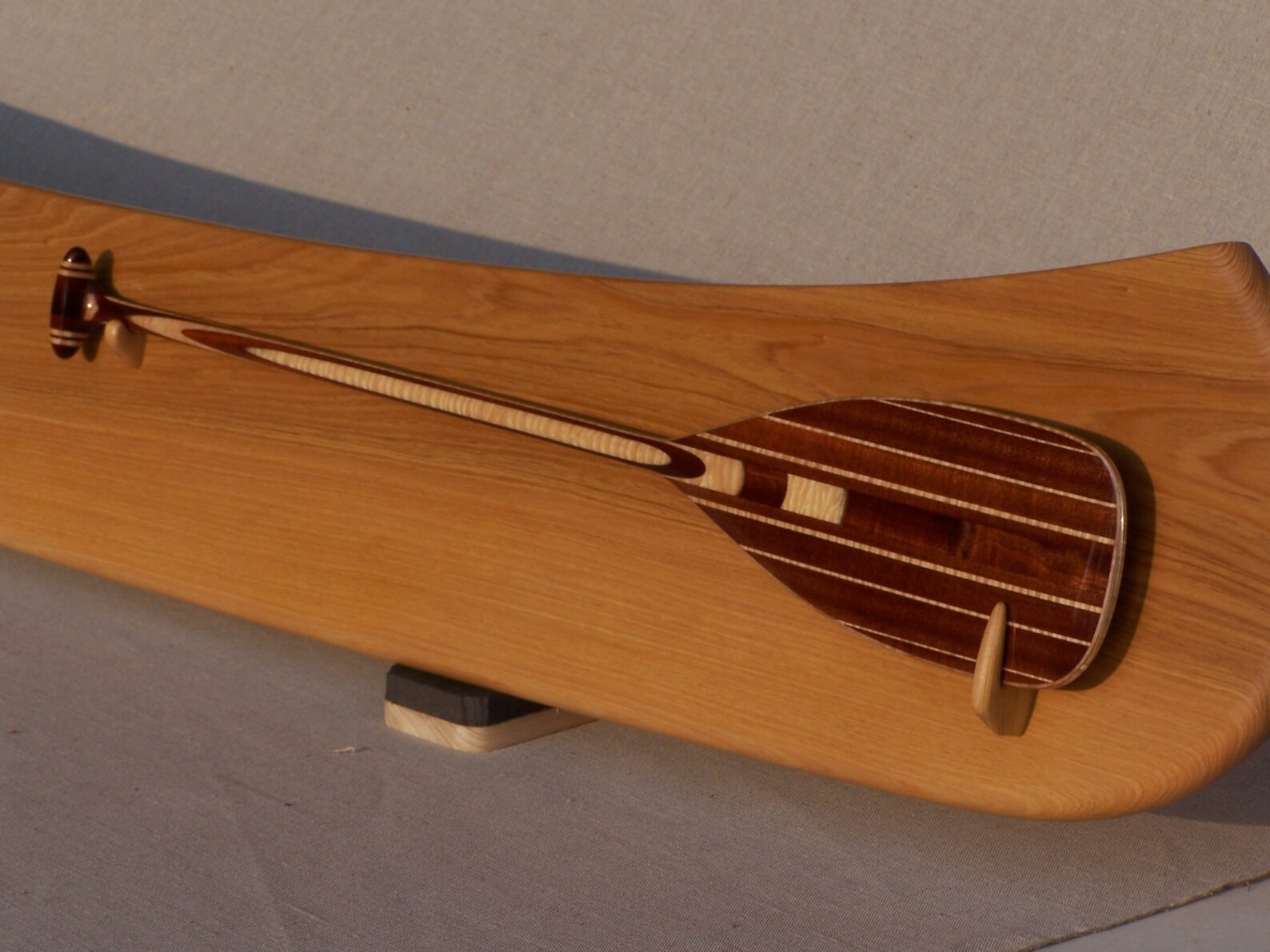 Wooden Canoe Paddle Display Holder, Displays Two 1/2 Scale Paddles ...