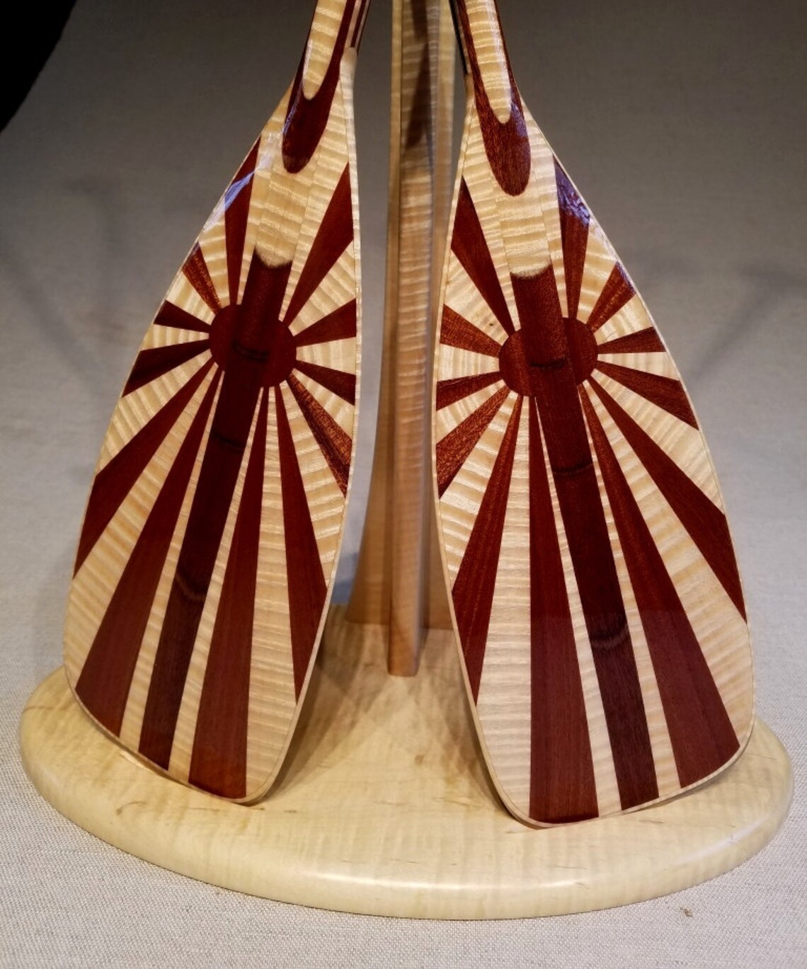 1/2 Scale Wooden Canoe Paddles, "sunrise" Design, Matched Pair, With ...